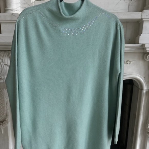 Sassofono | Sweaters | Sassofono Sweater Rhinestones Mint Color Tunic ...